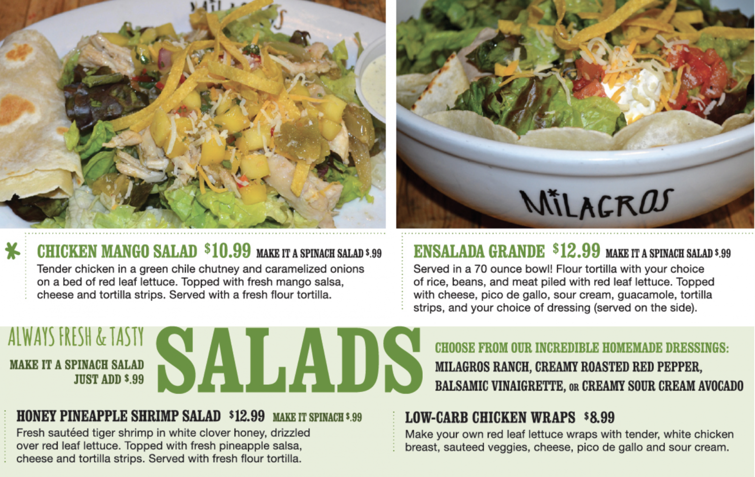 Milagros Mouthwatering Menu | The Best Mexican Food In Utah
