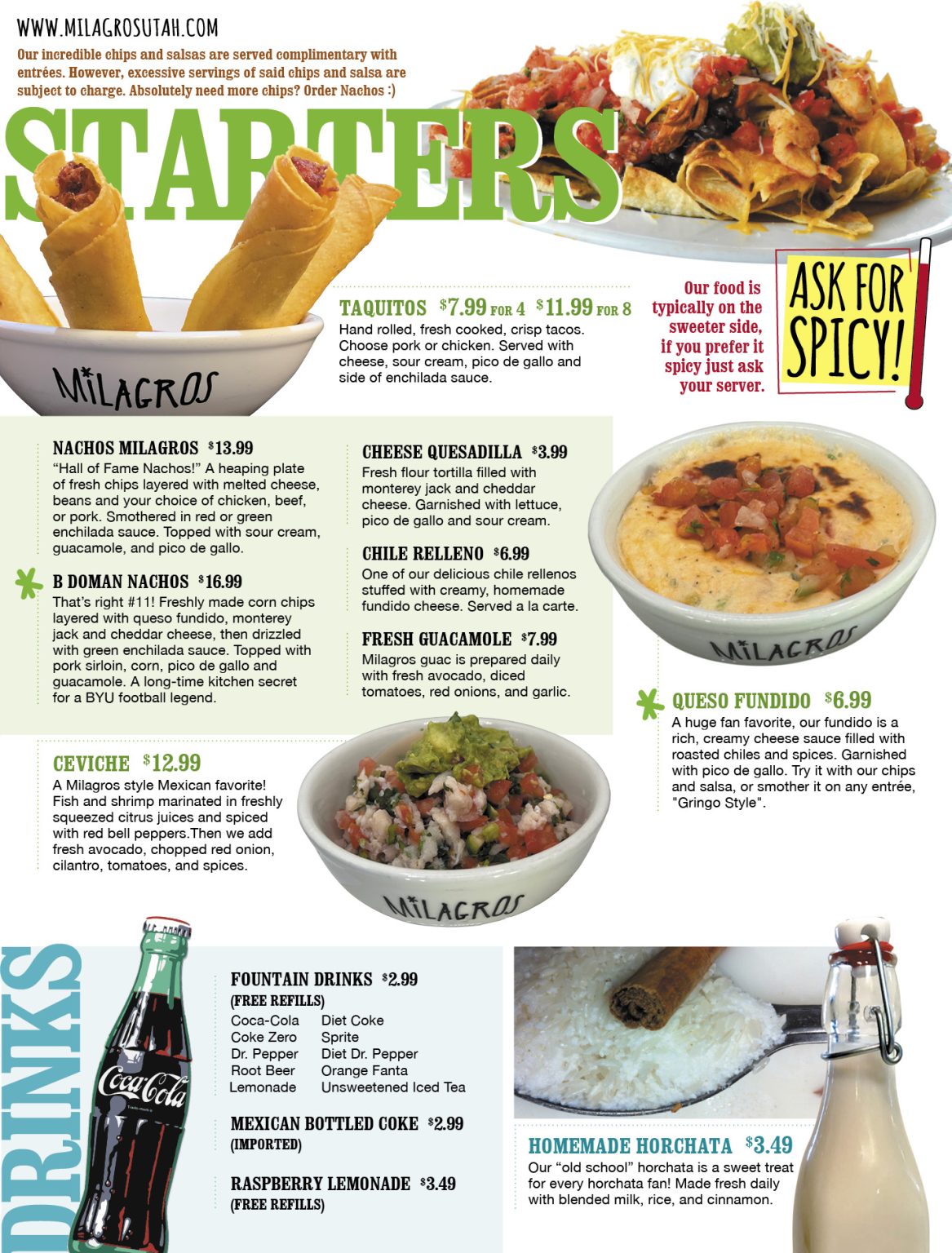 Milagros Mouthwatering Menu | The Best Mexican Food In Utah