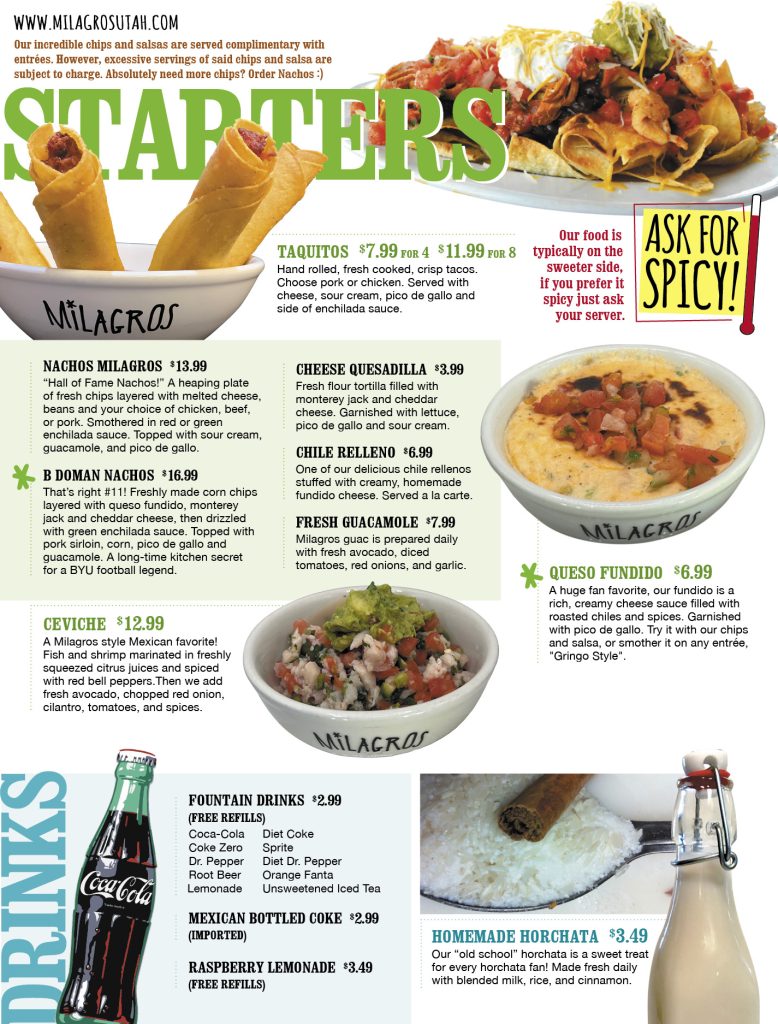 Milagros Mouthwatering Menu | The Best Mexican Food In Utah